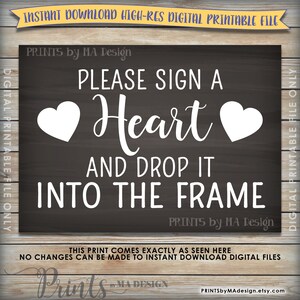 Guestbook Hearts Sign, Please Sign a Heart, Guest Book Alternative ...