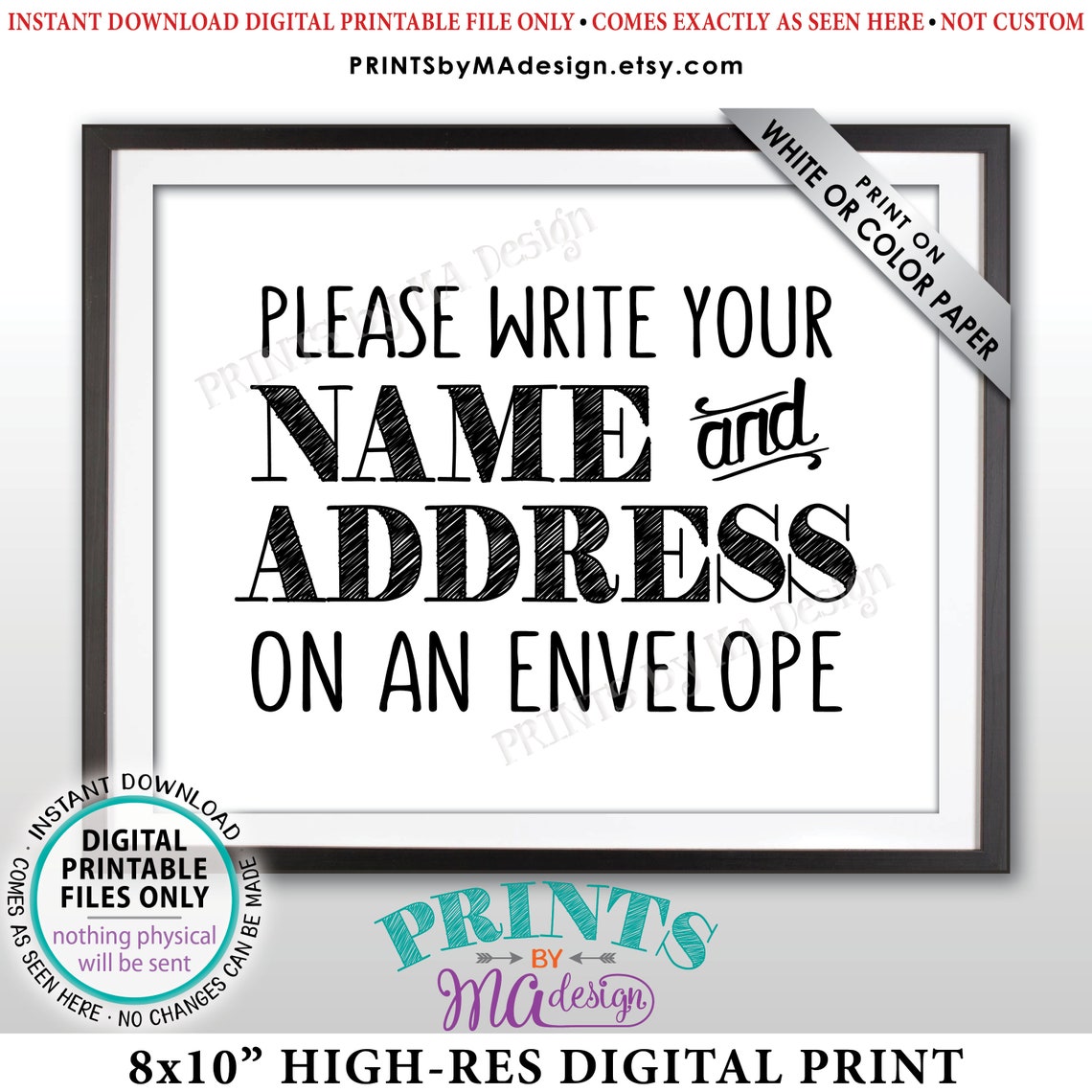 Address an Envelope Sign, Bridal Shower, Gaduation Party, Birthday ...