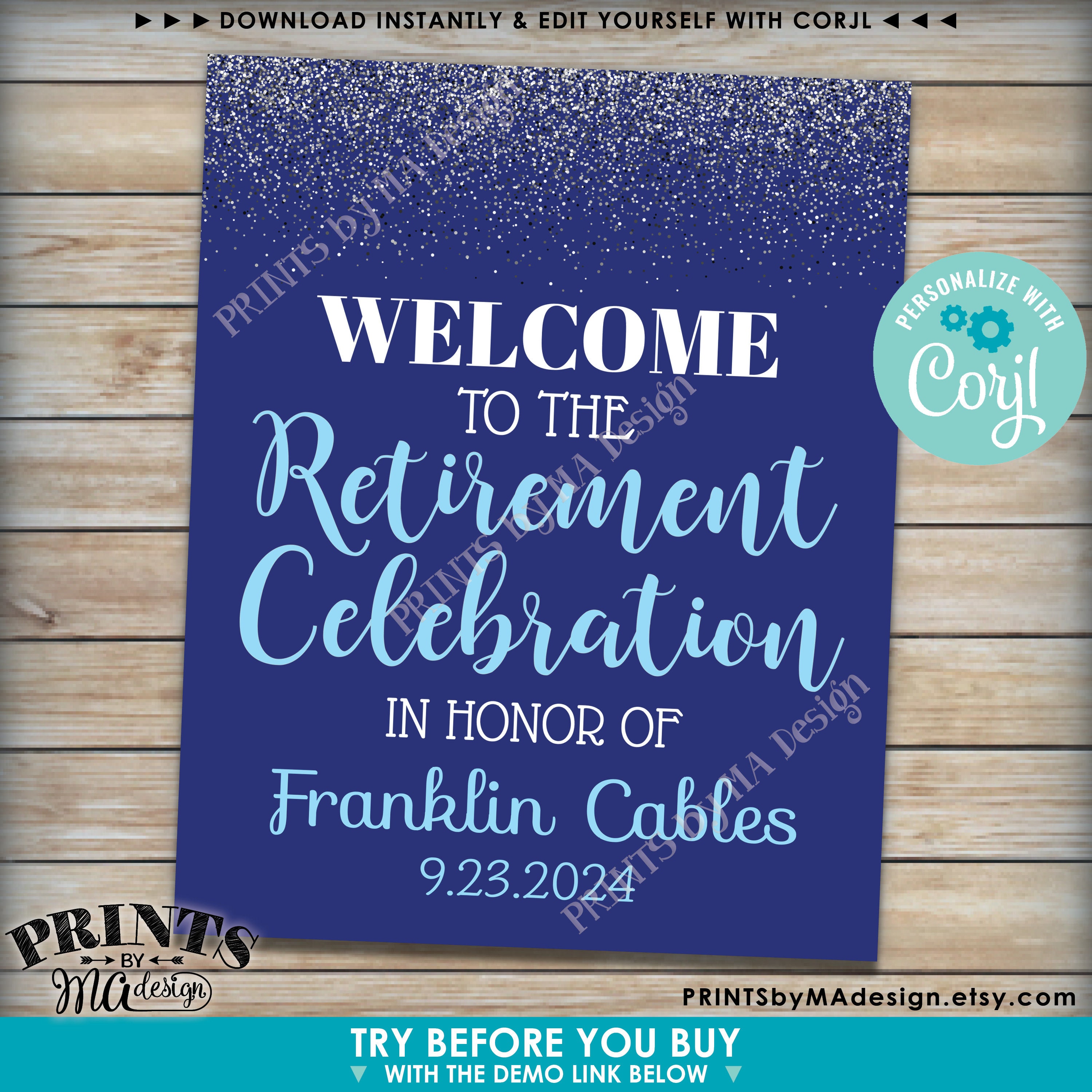 Retirement Party Sign, Welcome to the Retirement Celebration, Silver ...