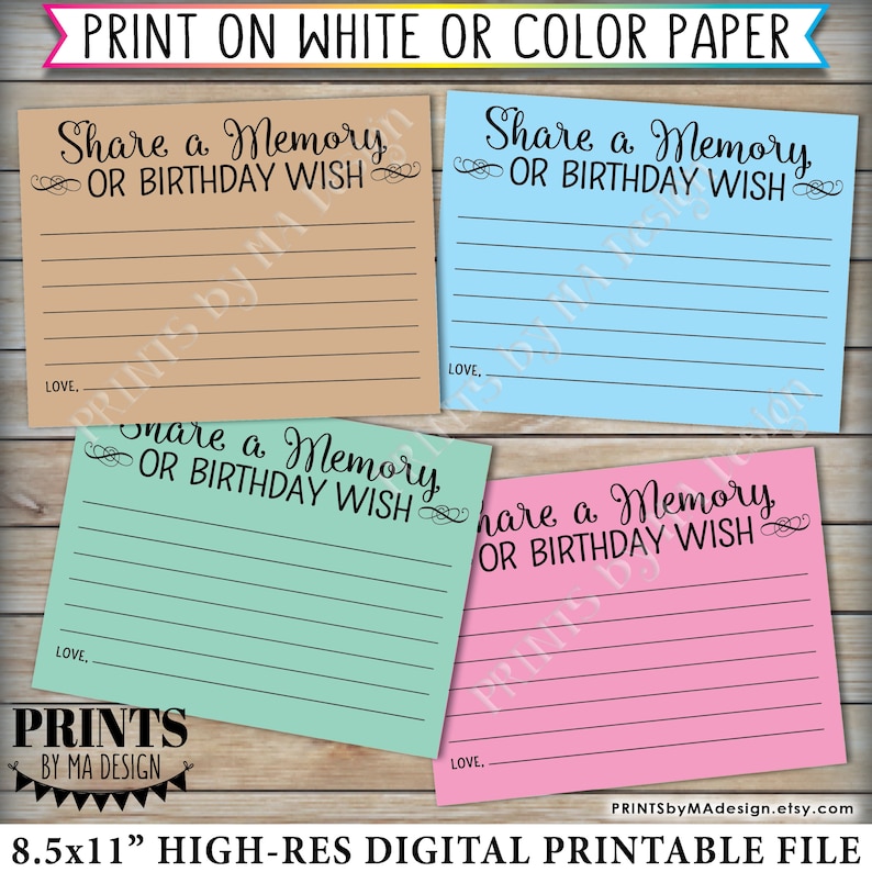 Share a Memory Card Share Memories or a Birthday Wish Write | Etsy