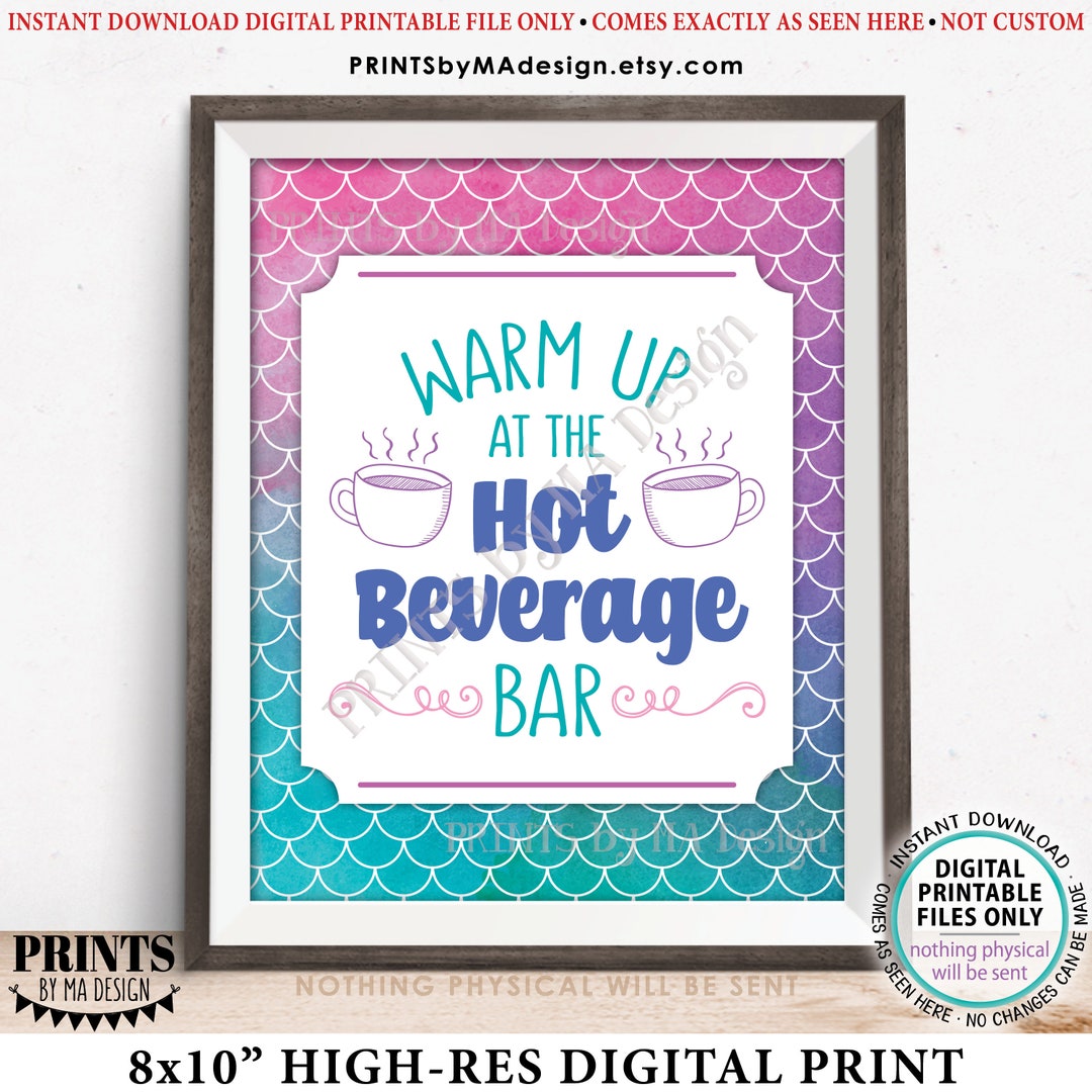 Hot Beverage Bar Sign, Cocoa Display, Warm Apple Cider Station ...