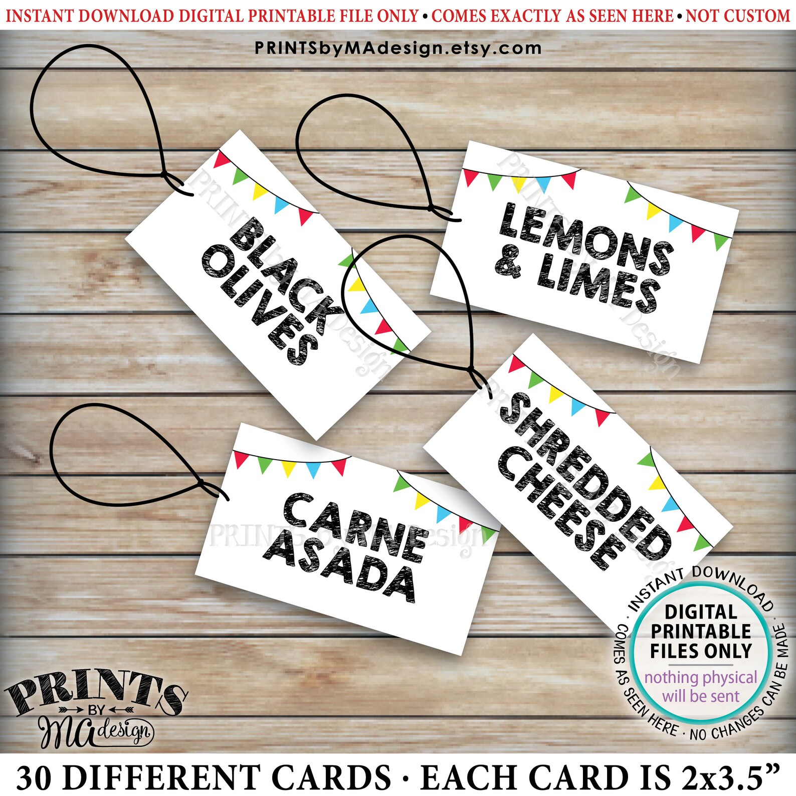 Taco Bar Labels Taco Bar Menu Fiesta Mini Menu Taco Labels - Etsy