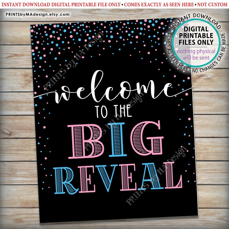 Welcome to the Big Reveal Sign, Gender Reveal Party Sign, PRINTABLE ...