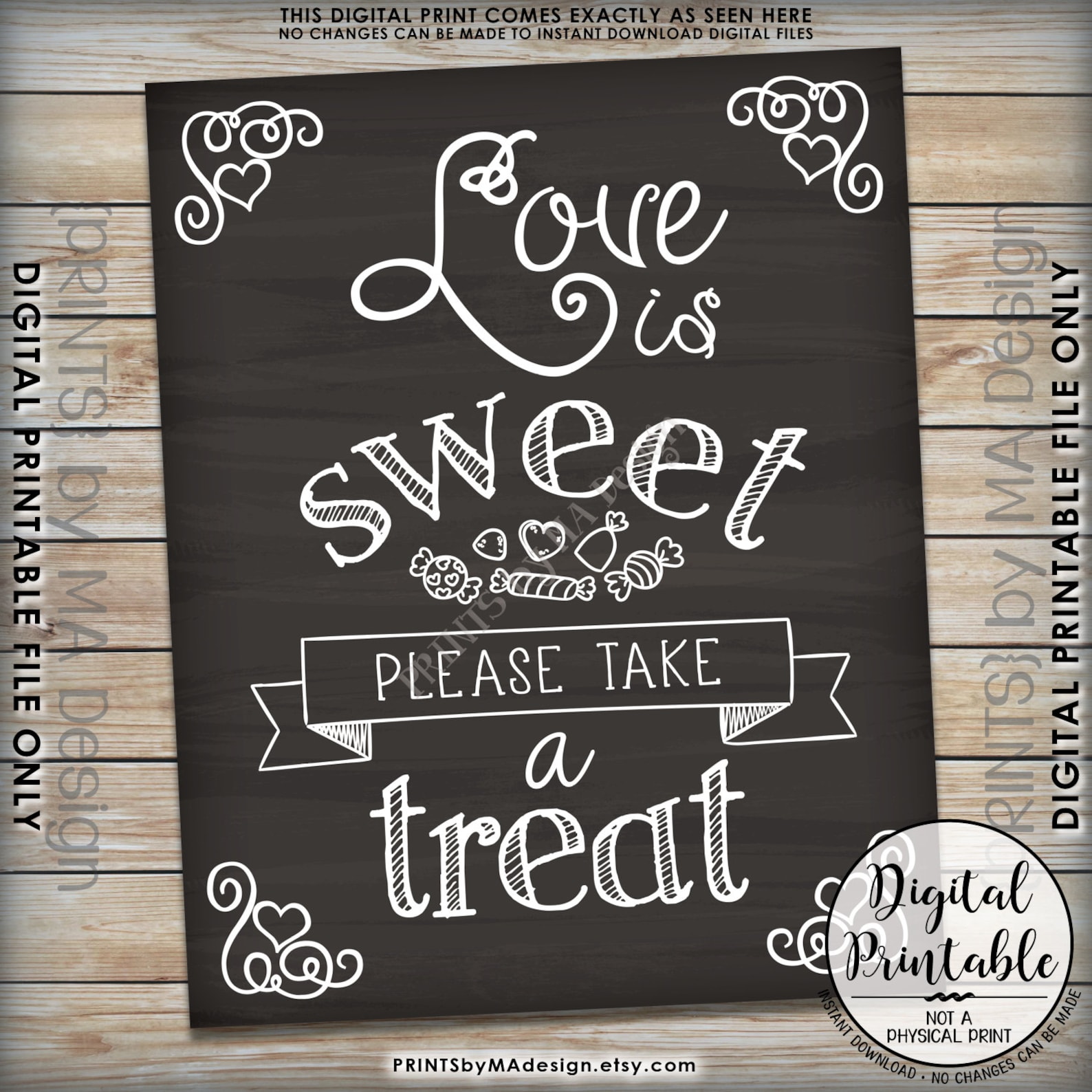 Love is Sweet Please Take a Treat Sign Sweet Treat Sign | Etsy