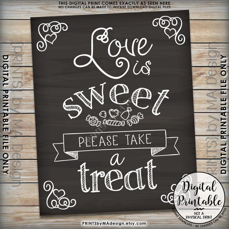 Love is Sweet Please Take a Treat Sign, Sweet Treat Sign, Dessert ...