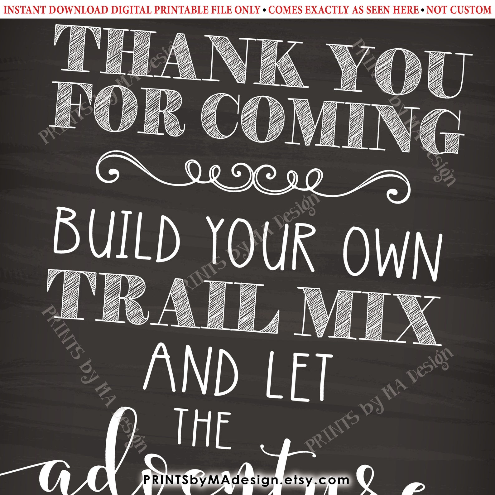 Trail Mix Sign, Thank You for Coming, Build Your Own Trail Mix Bar Sign ...