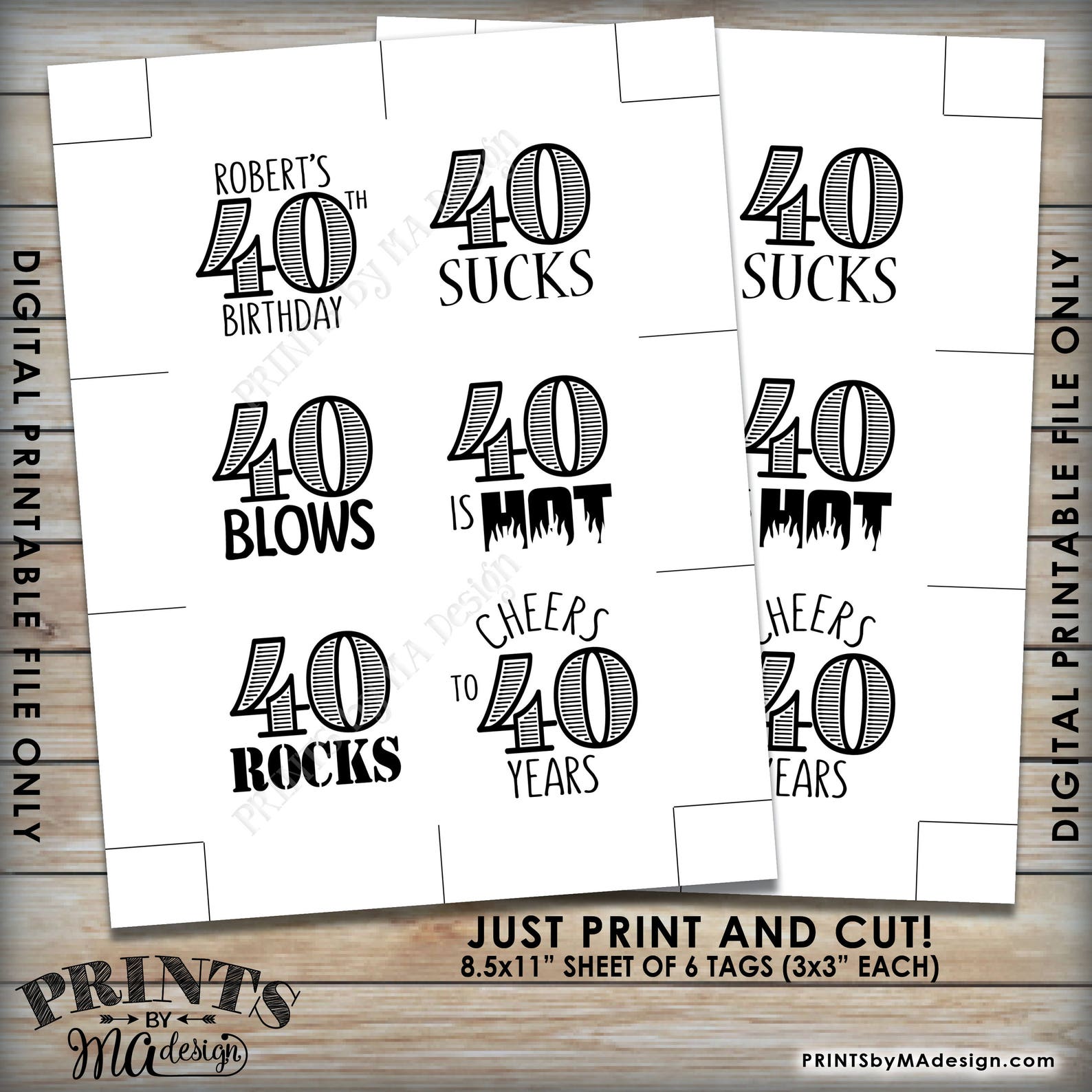 40th Birthday Tags, Funny 40th Bday Candy Bar, 40 Sucks, 40 Blows, 40 ...
