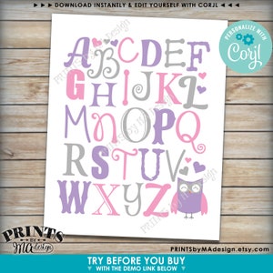 Owl Themed Alphabet Decor, Nursery Decoration, Baby Shower, Custom ...