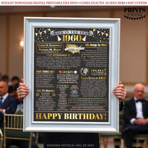 Back in the Year 1960 Birthday Sign, Flashback to 1960 Poster Board ...