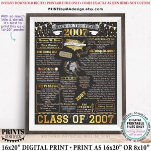 Back in 2007 Poster Board, Graduating Class of 2007 Reunion Decoration ...