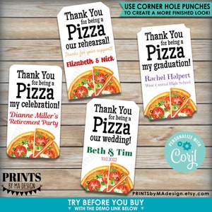 Edtaible Pizza Tags or Cards, Pizza Party Favor, Custom Text, PRINTABLE ...