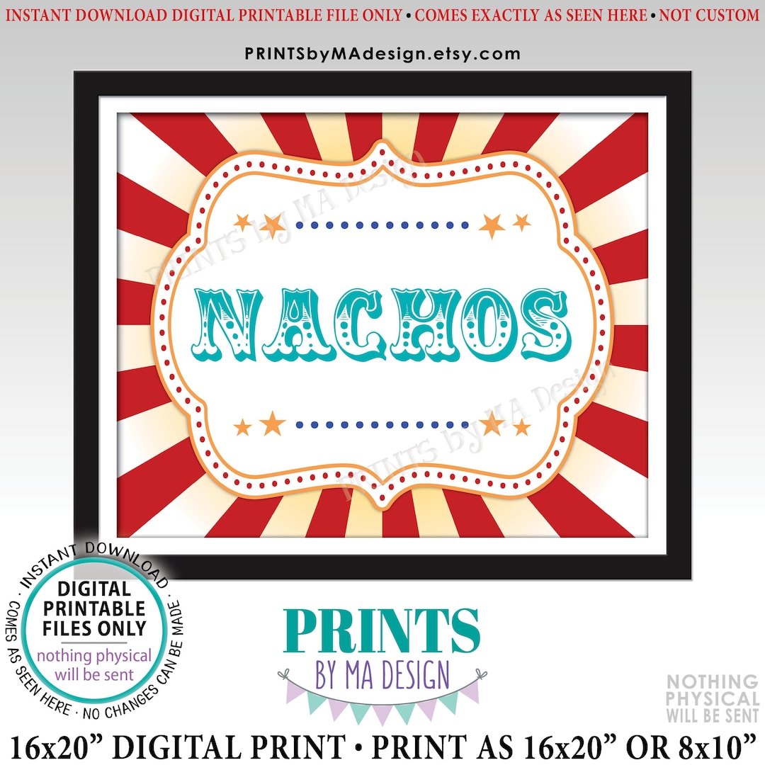 Nachos Sign, Circus/carnival Themed Party, Mexican Fiesta Taco Bar ...