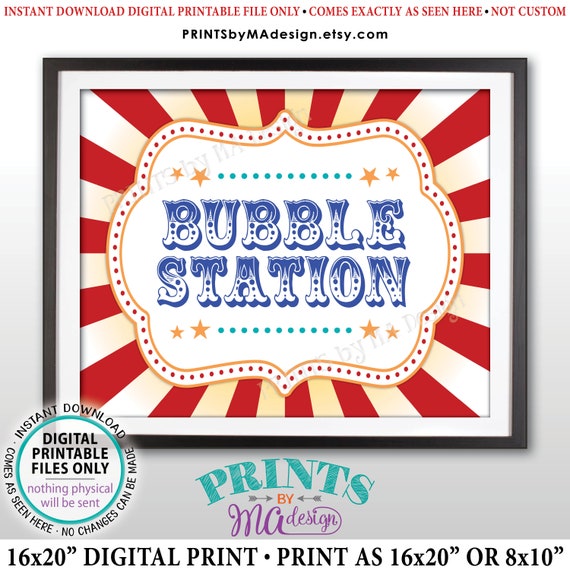 Bubble Station Sign Carnival Party Bubble Sign Circus Party | Etsy