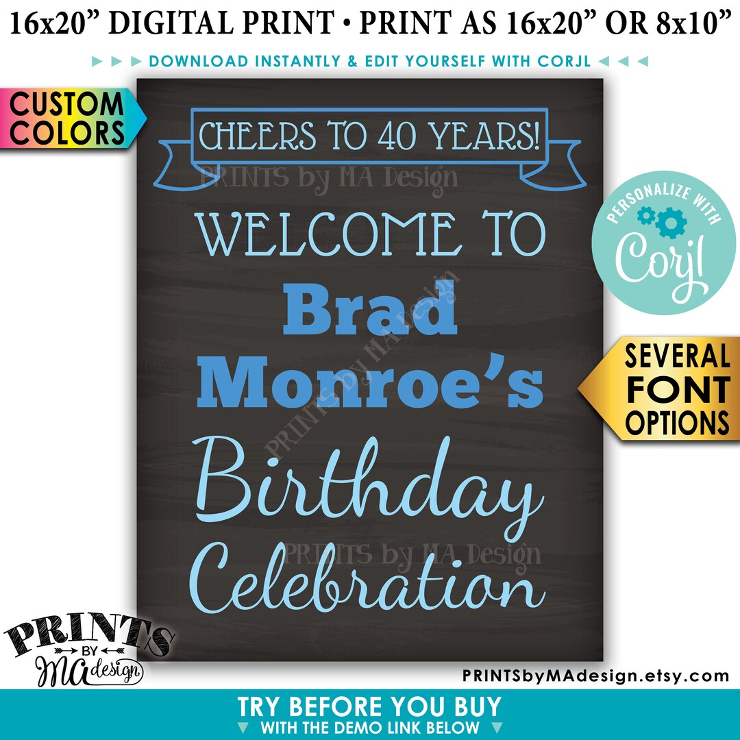 Birthday Party Welcome Sign, Cheers to the Birthday Celebration ...