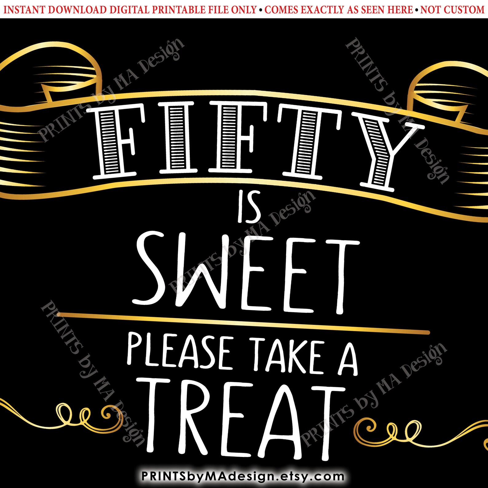Fifty is Sweet Please Take a Treat Sign, Fiftieth Birthday Party, 50th ...
