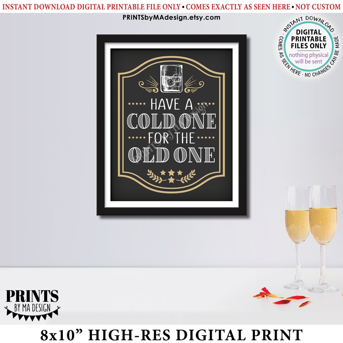 Whiskey Birthday Sign Have a Cold One for the Old One | Etsy