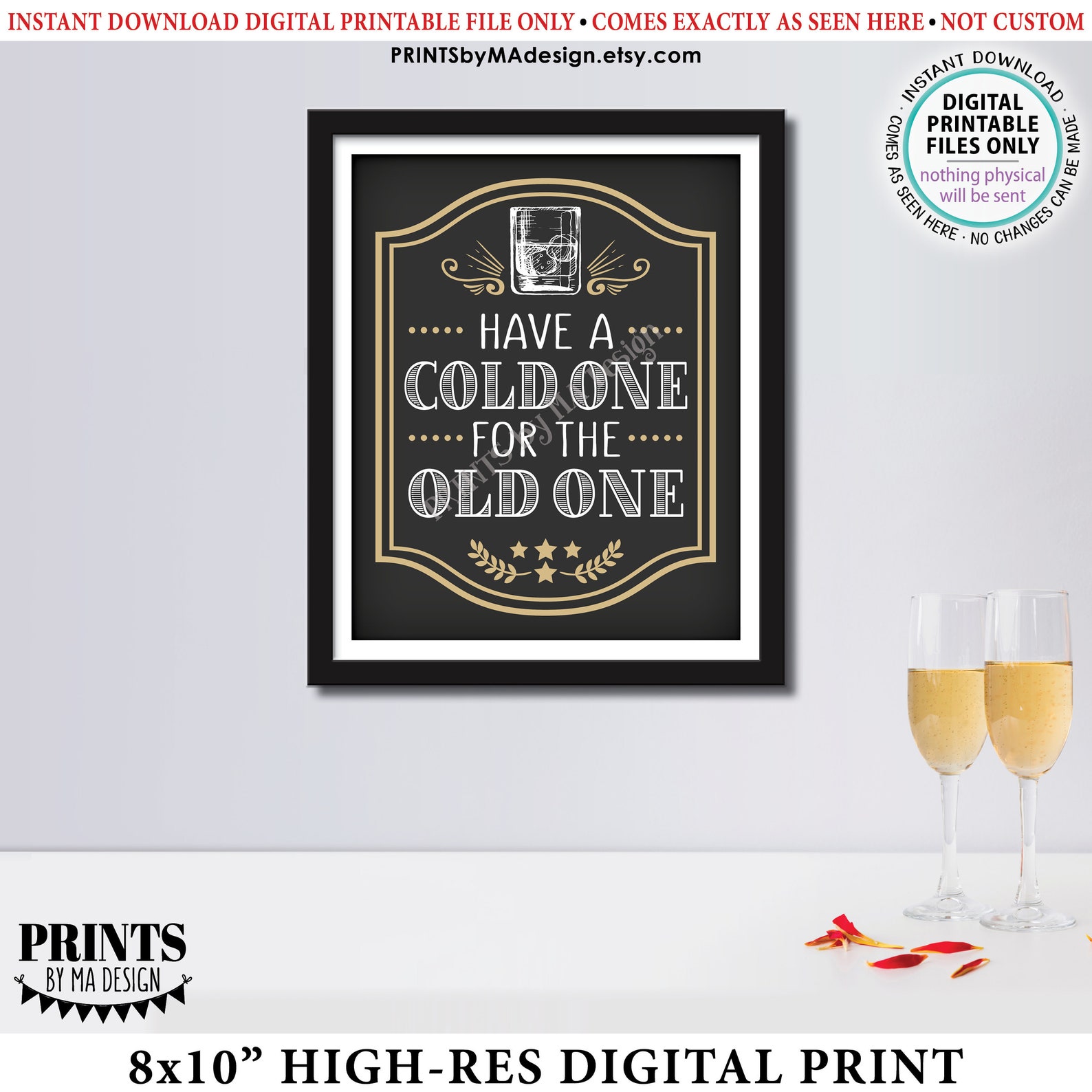 Whiskey Birthday Sign Have a Cold One for the Old One | Etsy