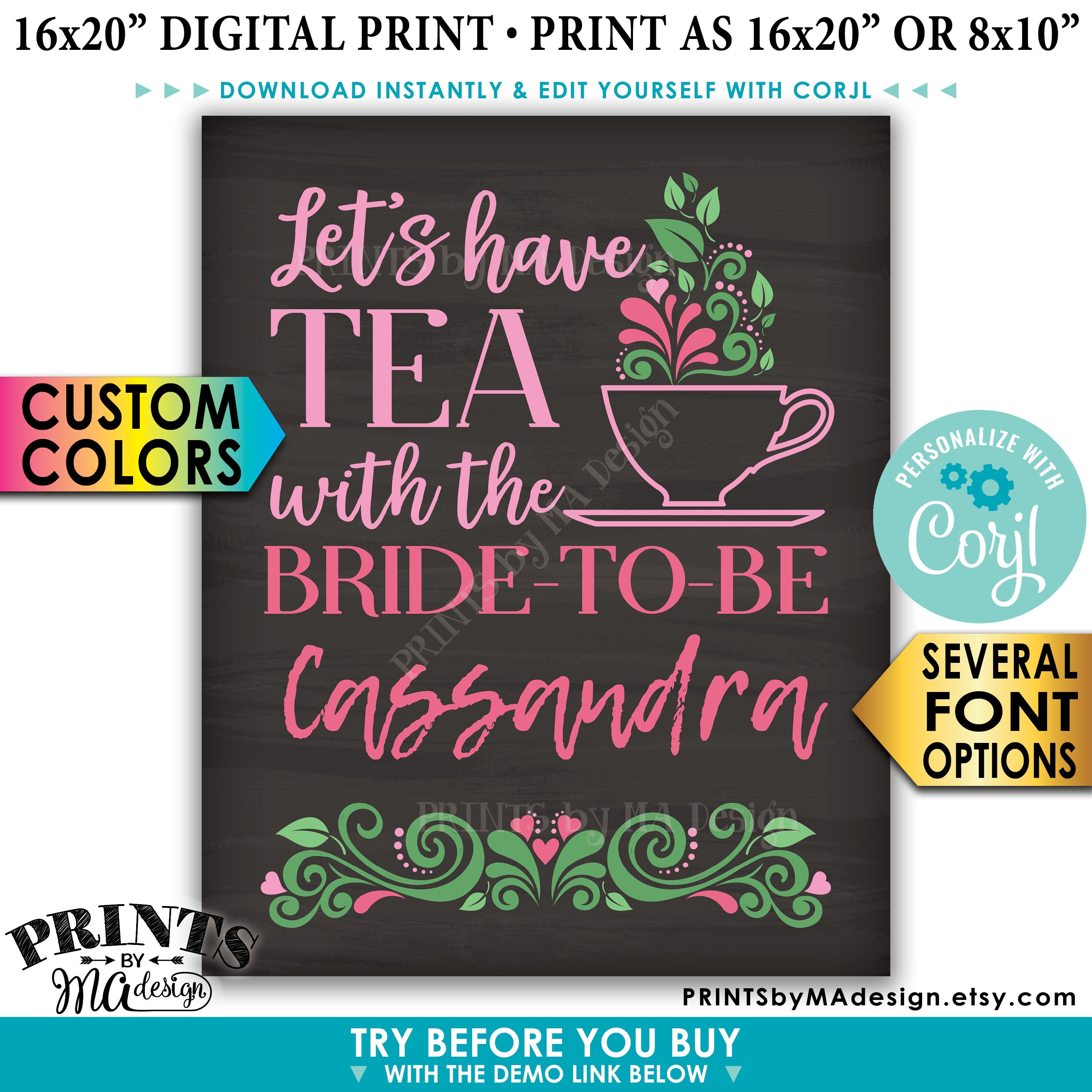 Tea Themed Bridal Shower Sign, Let's Have Tea with the Bride-to-Be ...
