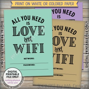 WIFI Password Printable Sign, Wifi Password Sign, Home Wifi Sign, All ...