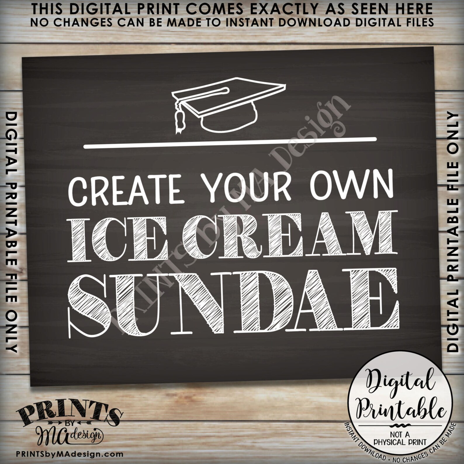 Sundae Sign Create Your Own Ice Cream Sundae Bar Graduation - Etsy