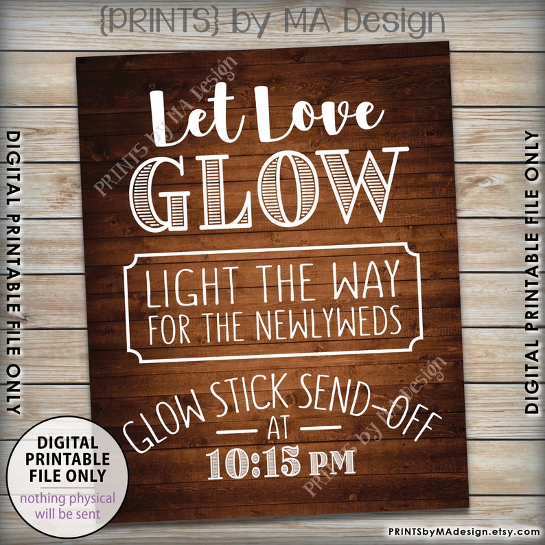 Glow Stick Send off Let Love Glow Wedding Sign Light the Way - Etsy