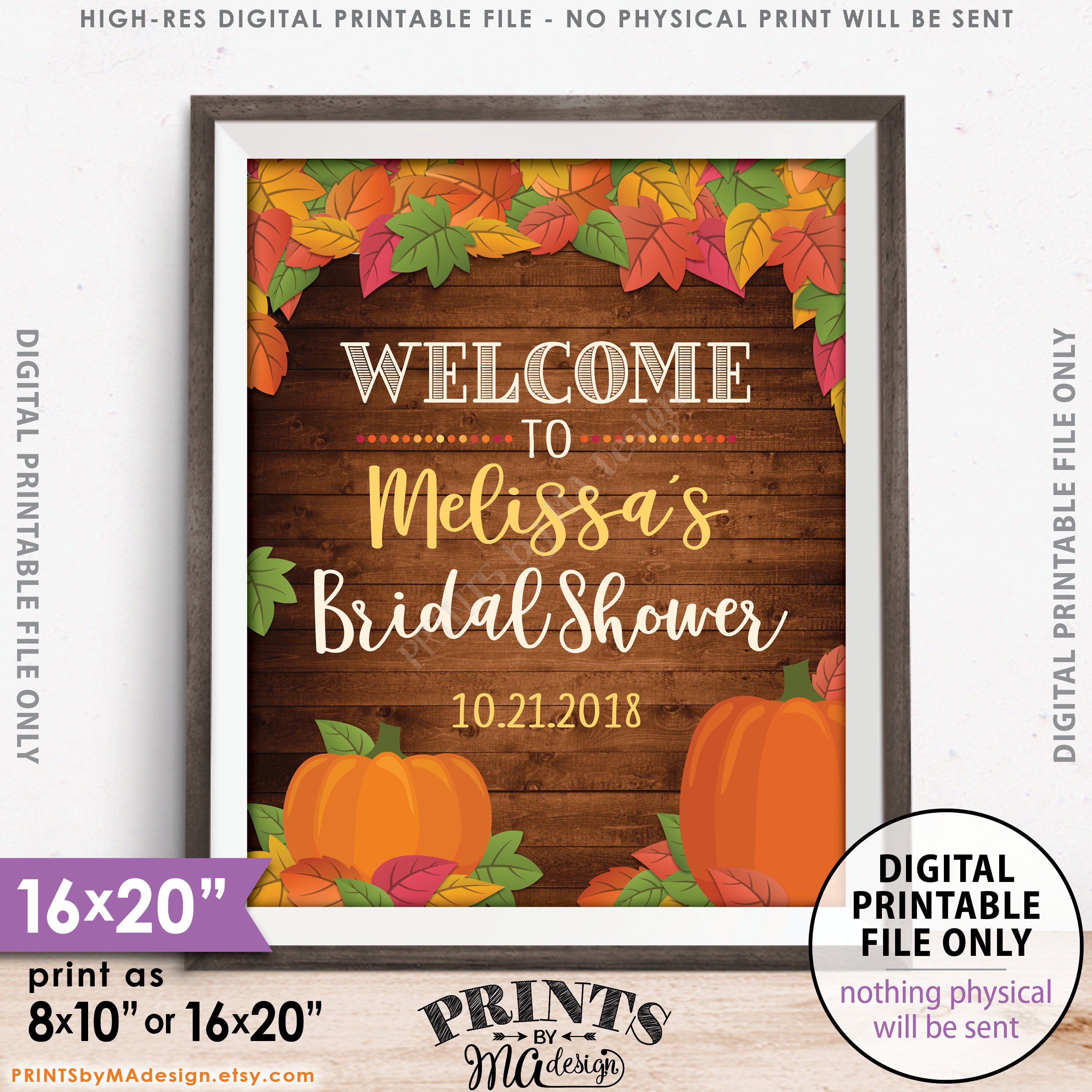 Fall Themed Bridal Shower Sign, Fall in Love Bridal Shower Welcome ...