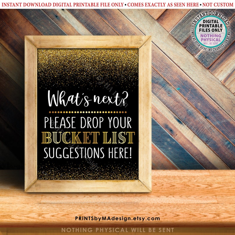 Bucket List Suggestions Sign Retirement Graduation Bon - Etsy