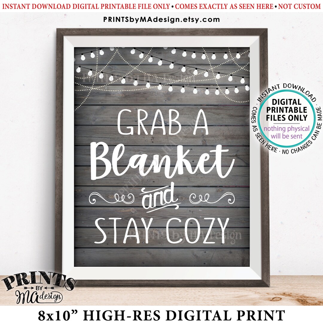 Blanket Sign, Grab a Blanket & Stay Cozy, Warm up Here Rustic Wedding ...