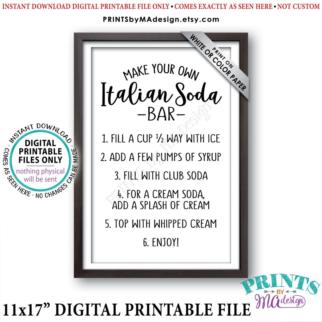 Italian Soda Bar Sign, Make Your Own Italian Soda Sign, Graduation ...