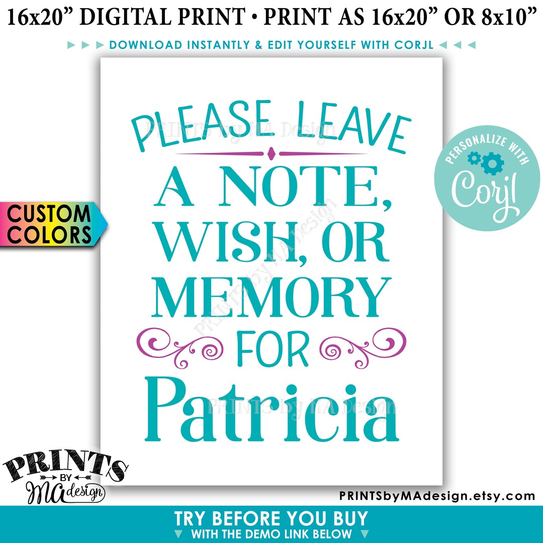 Please Leave a Note Wish or Memory Sign, Write a Message Sign ...