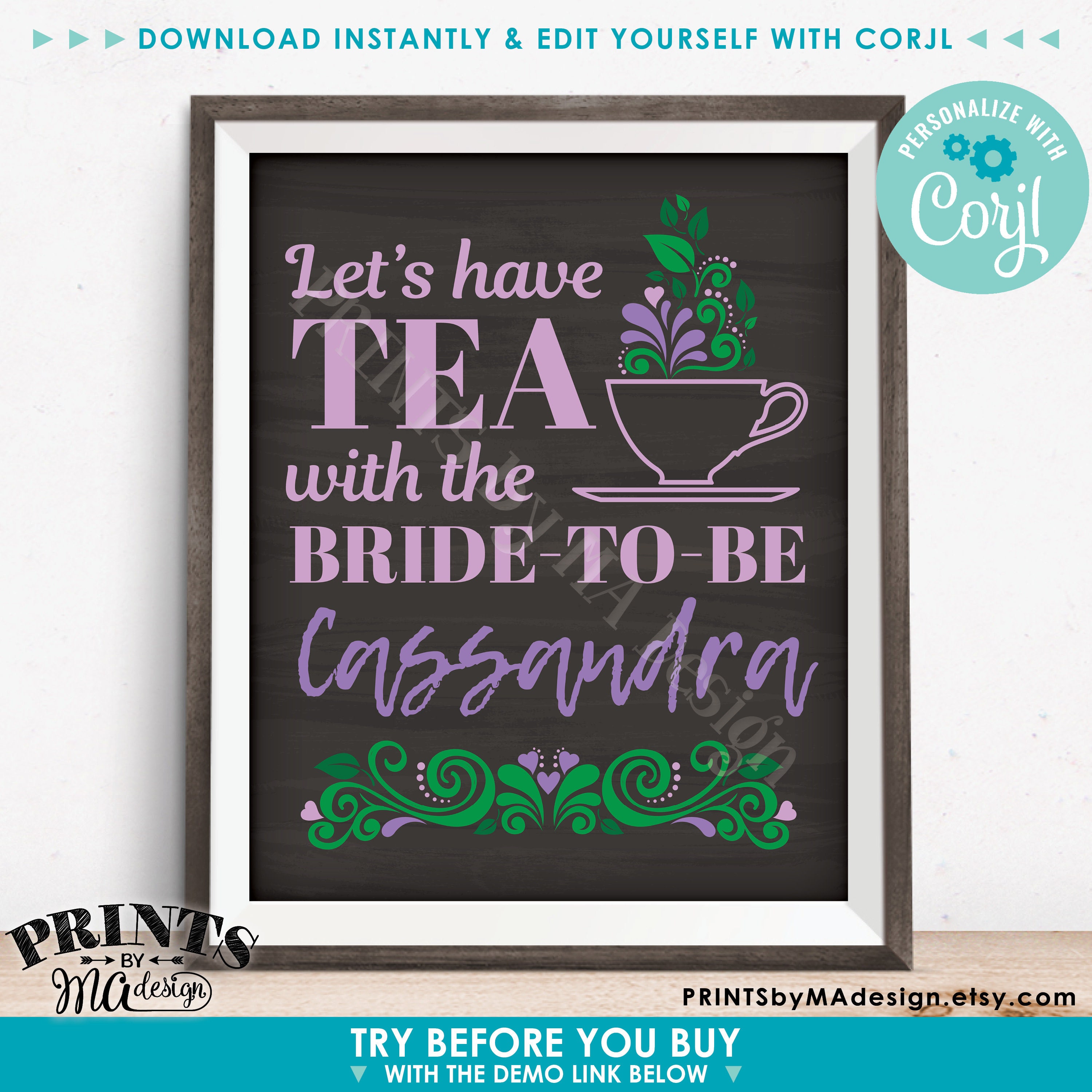 Tea Themed Bridal Shower Sign, Let's Have Tea with the Bride-to-Be ...