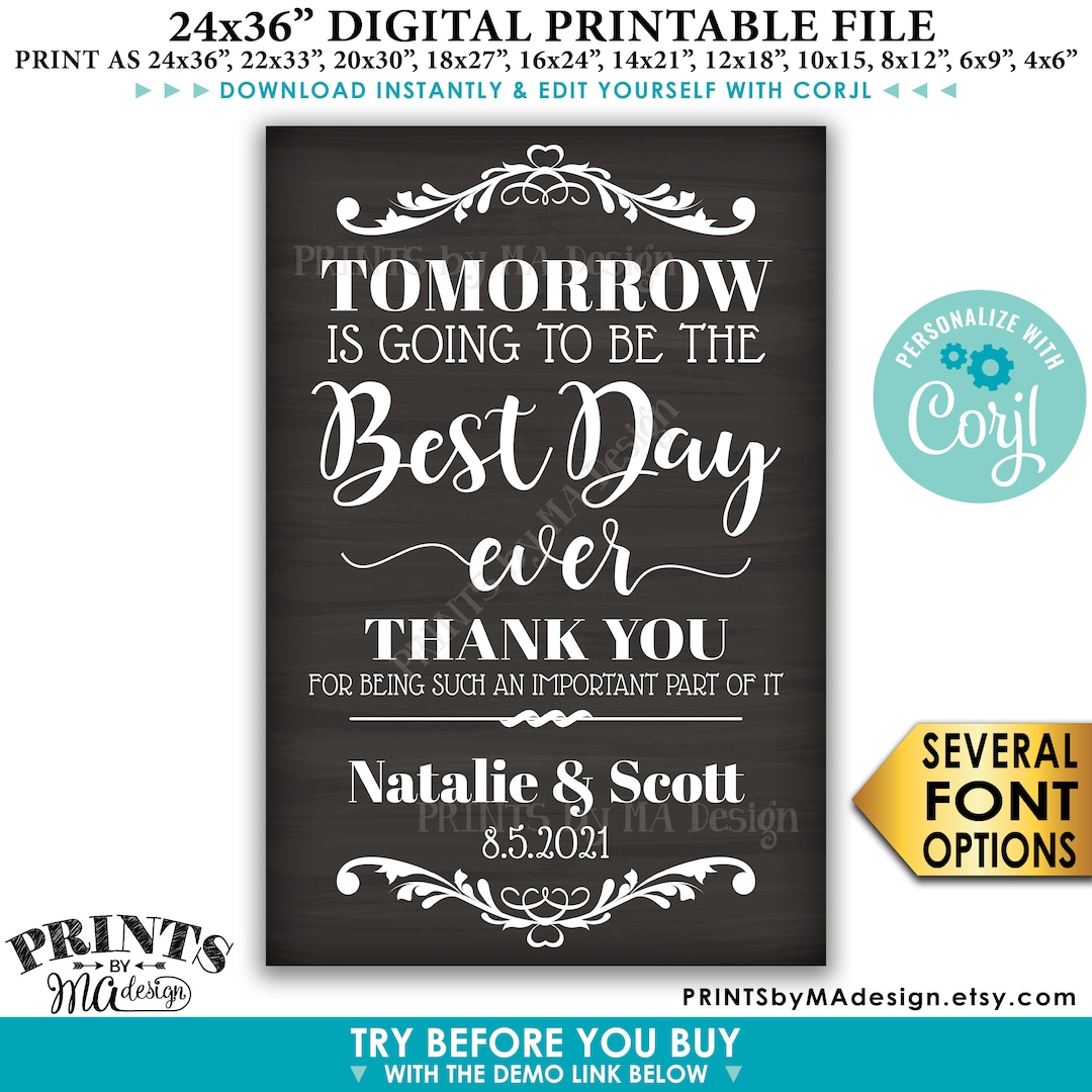 Tomorrow is Going to Be the Best Day Ever Sign PRINTABLE - Etsy