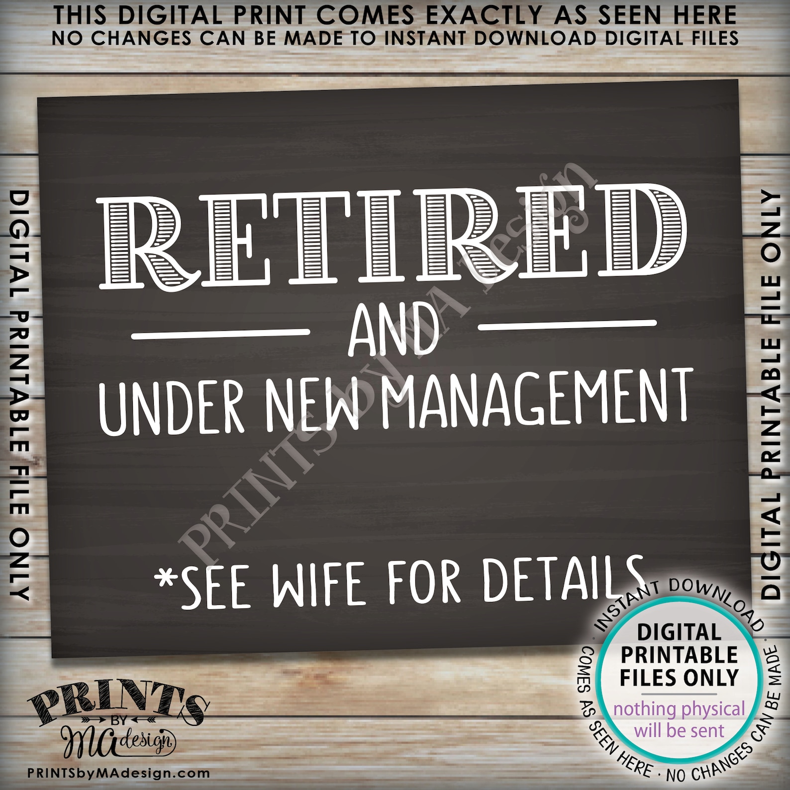 Retired and Under New Management Sign See Wife for Details - Etsy