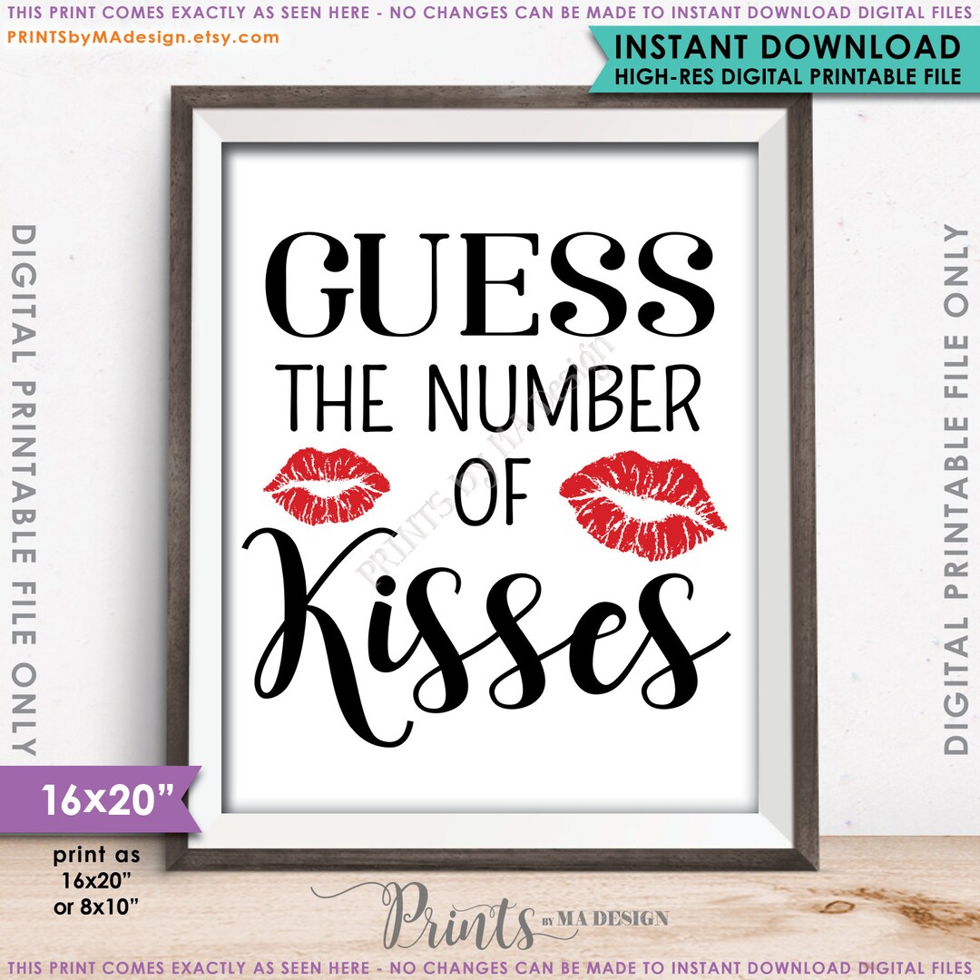 How Many Kisses, Guess the Number of Kisses, Kisses Shower Game, Guess ...