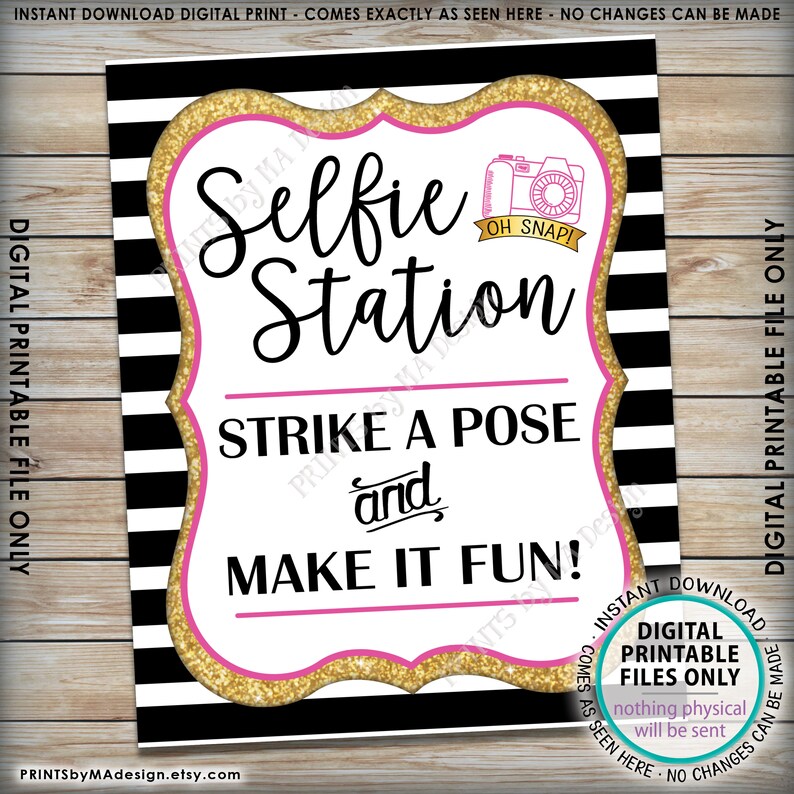 Selfie Station Sign Strike a Pose and Make It Fun Wedding - Etsy