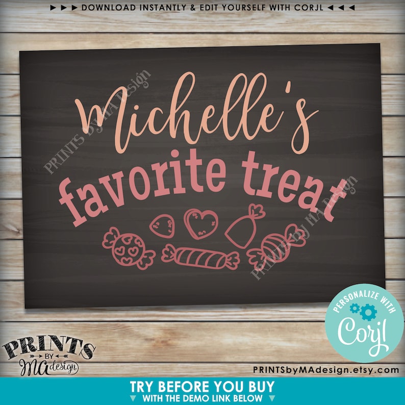 Editable Candy Sign Custom Candy Display All Text Can Be - Etsy