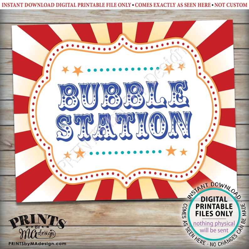Bubble Station Sign, Carnival Party Bubble Sign, Circus Party ...