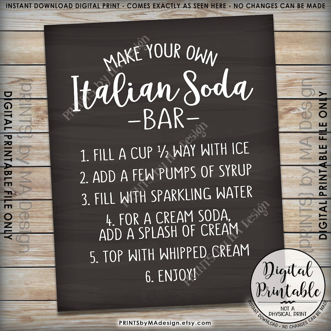 Italian Soda Bar Sign, Make Your Own Italian Soda Bar, Italian Cream ...