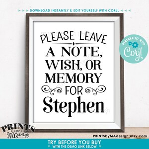 Please Leave a Note Wish or Memory Sign, Write a Message Sign ...