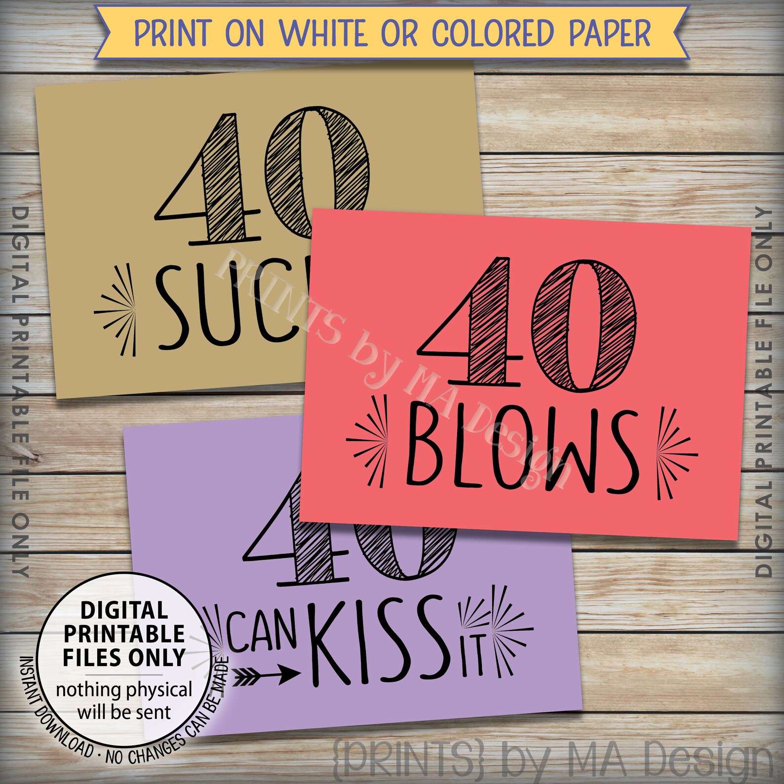 40th Birthday Candy Signs 40 Sucks 40 Rocks 40 Blows 40 Can | Etsy