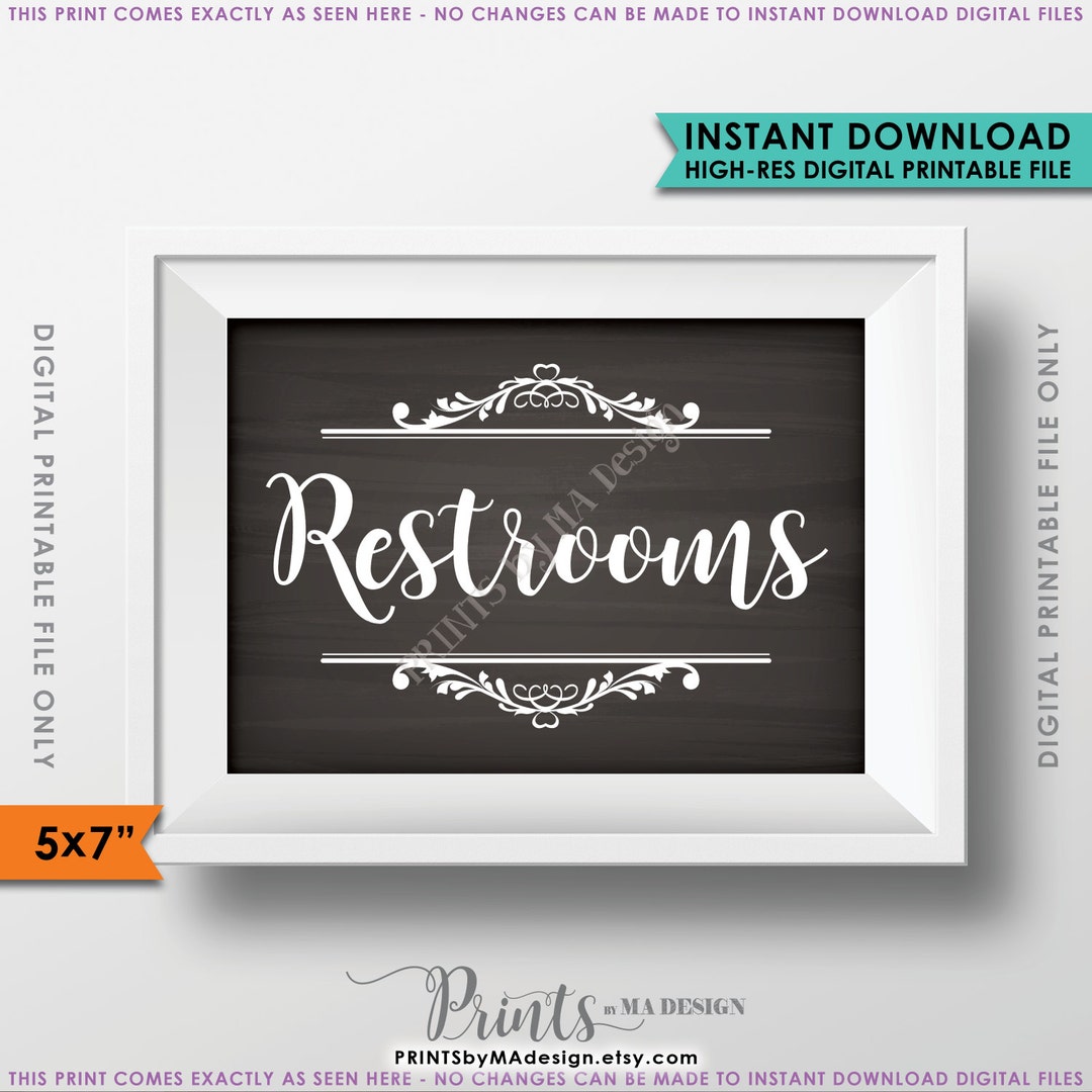 Restroom Sign, Bathroom Sign, Toilet Sign, Wedding Sign, Party Sign ...