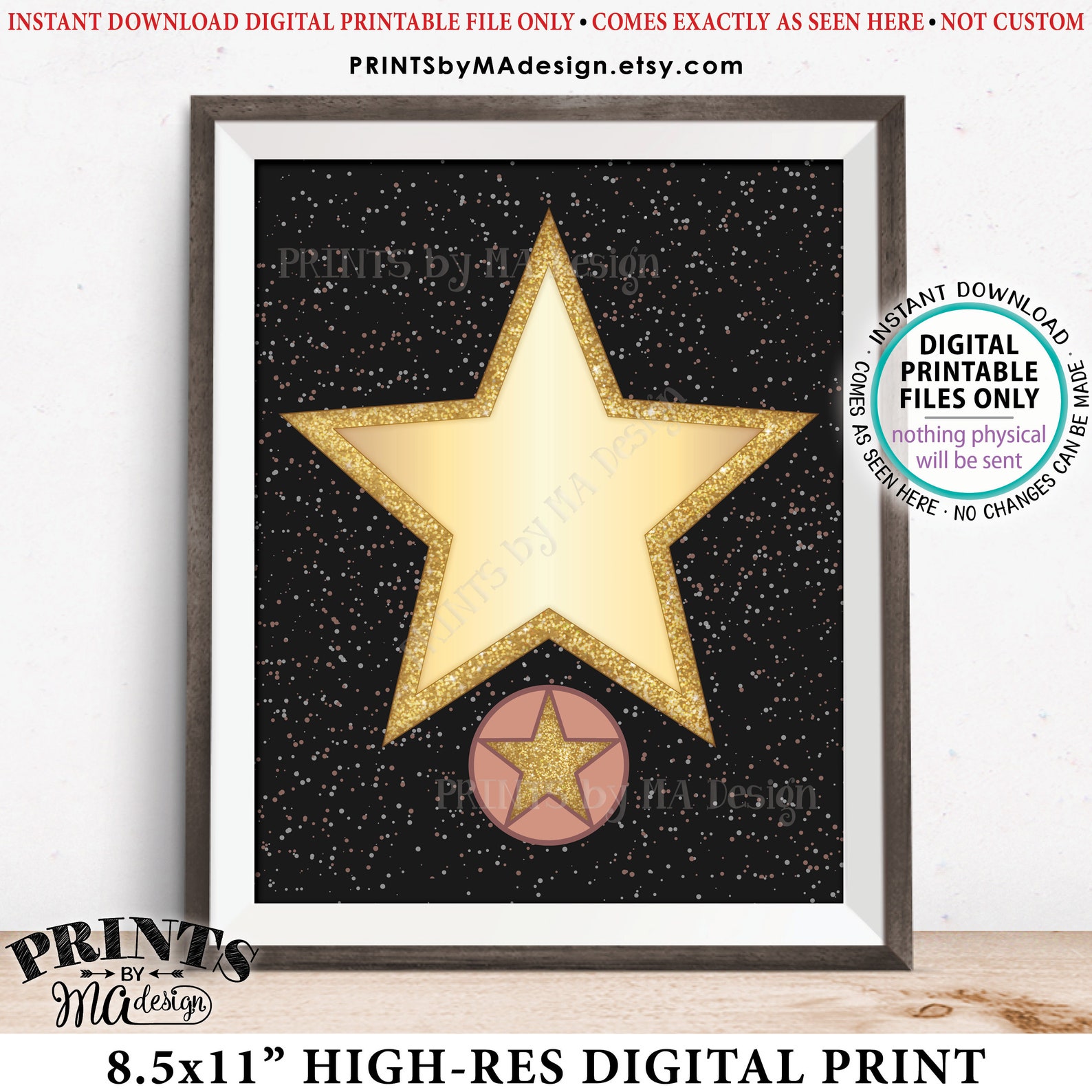 Red Carpet Party Hollywood Star Sign, Blank Movie Star, Glam VIP Party ...