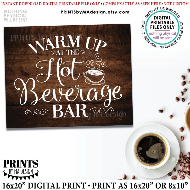 Warm up at the Hot Beverage Bar Sign Coffee Tea Hot - Etsy