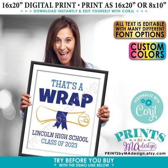 Editable That's a Wrap Sign Graduation Diploma Custom - Etsy