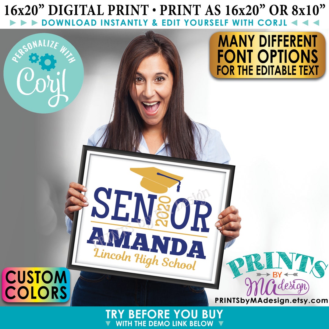 Editable Senior Sign, Class of Any Graduation Year, Custom PRINTABLE ...