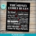 Editable Family Rules Sign, Family Wall Art, House Rules, Custom Colors ...