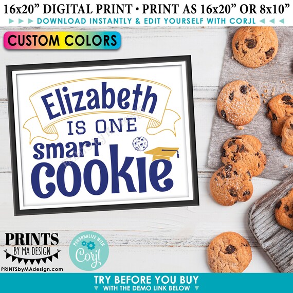 One Smart Cookie Sign Custom Name Cookie Bar PRINTABLE - Etsy UK