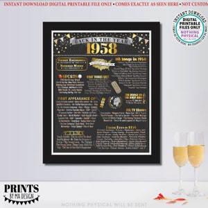 Back in the Year 1958 Poster Board, Remember 1958 Sign, Flashback to ...