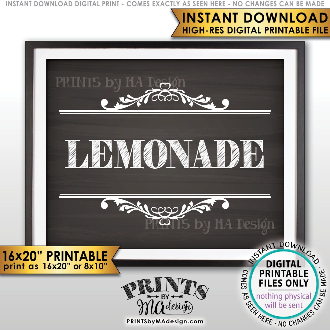 Lemonade Sign, Wedding Beverage Station Sign, Bridal Shower, Baby ...