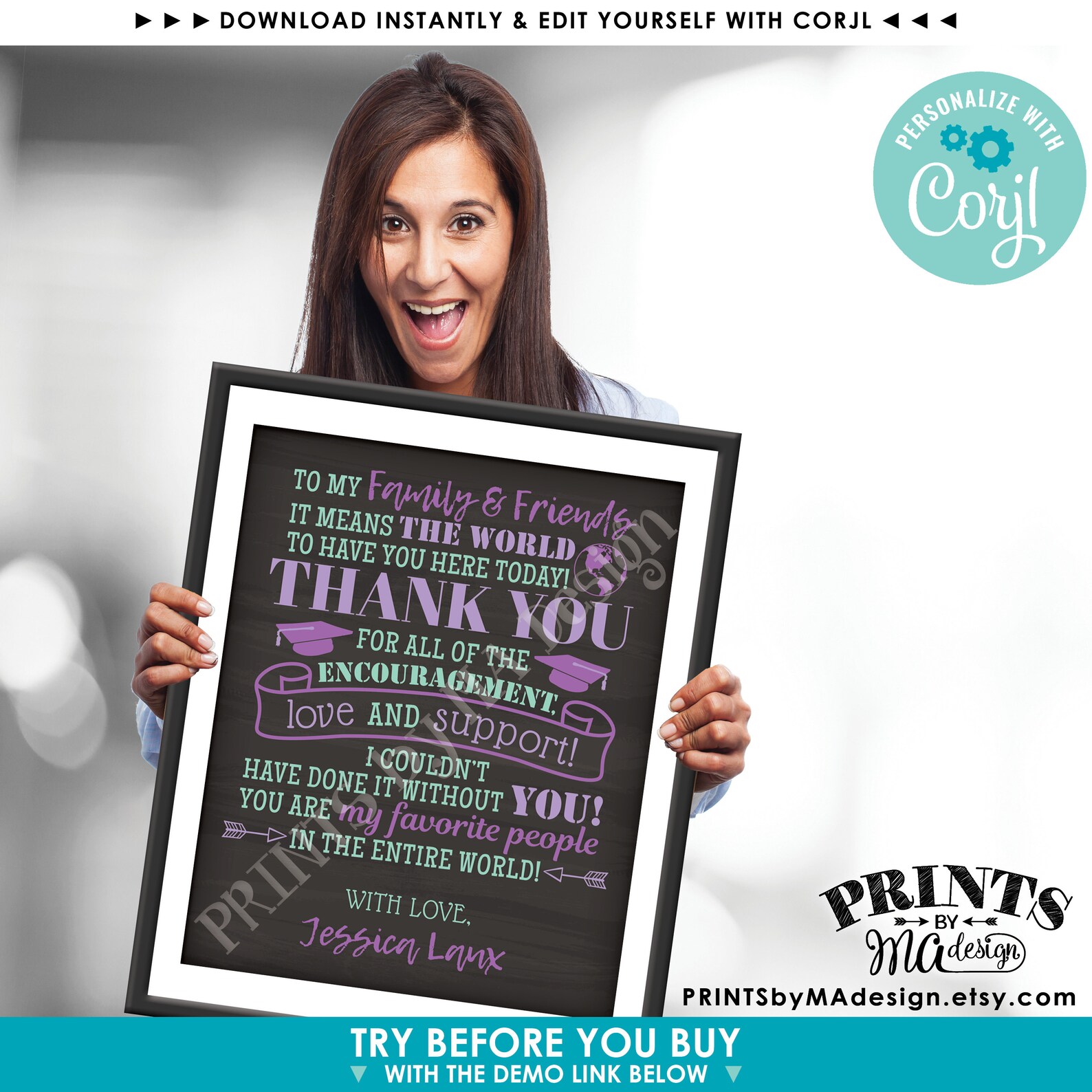 Graduation Party Thank You Sign Thanks From the Graduate - Etsy